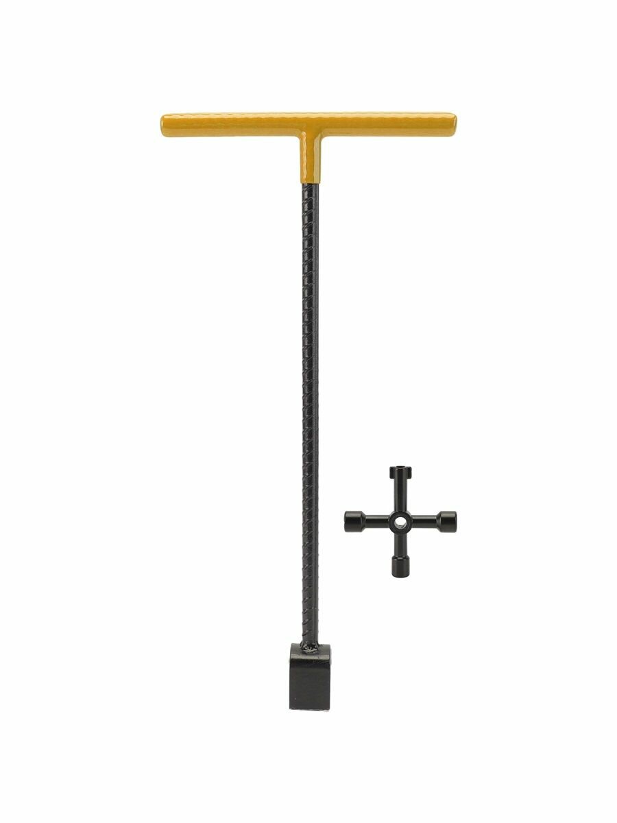 Универсальный четырехсторонний инструмент, желтый, многофункциональный стальной ключ для счетчика воды с Т-образной рукояткой и торцевым ключом для клапанов и смесителей