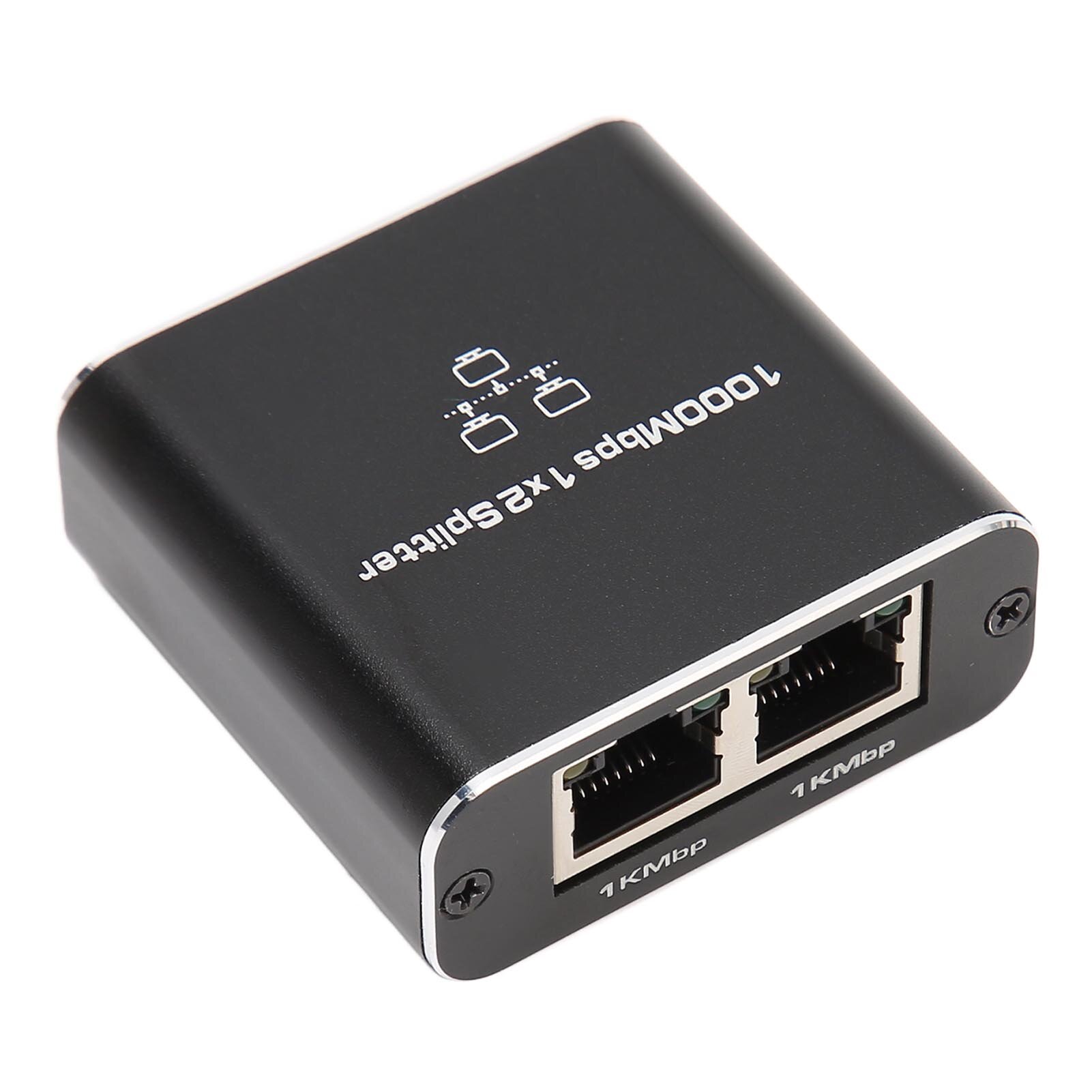 Сплиттер Ethernet 1000Mbps 1 на 2, совместимый с кабелями Cat5 Cat5e Cat6 Cat7, разделитель сети RJ45 для подключения двух устройств, передача данных 10/100/1000Mbps, материал алюминиевый сплав, интерфейс RJ45, длина передачи до 100 метров