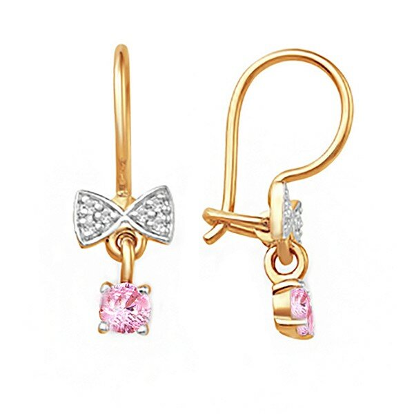 Серьги, красное золото, 585 проба, фианит