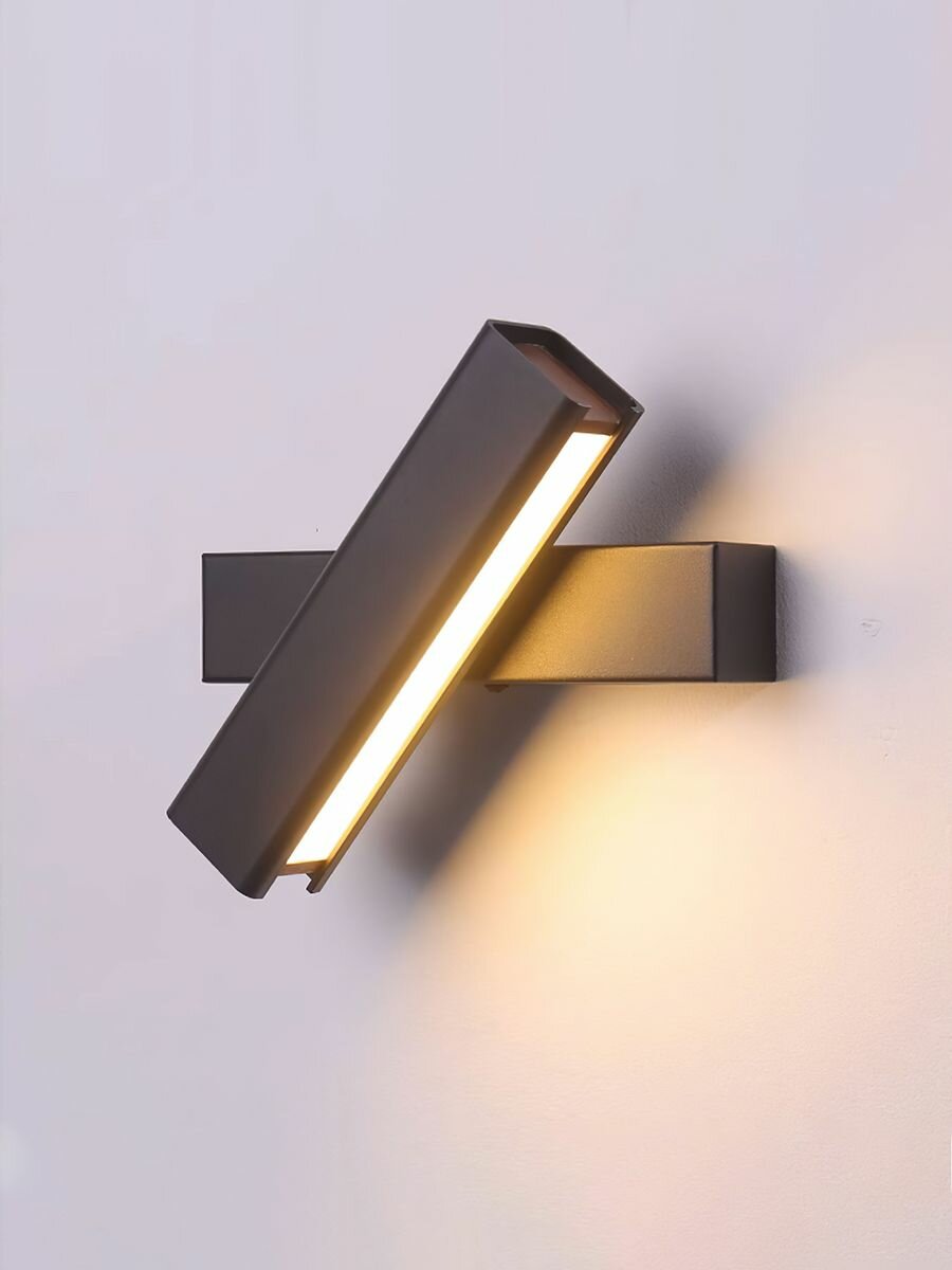 Черный вращающийся светодиодный настенный светильник, диммируемый