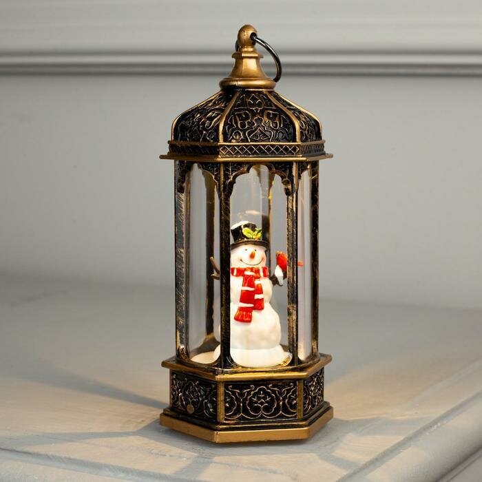 Фигура световая Luazon Lighting "Снеговик в ротонде", 14х6,3х6,3 см, 1 LED, белый (FNB-197)