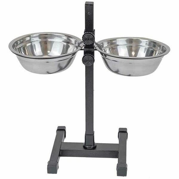 Подставка с мисками ECO "Eco", металл, шагрень, 2х1 л