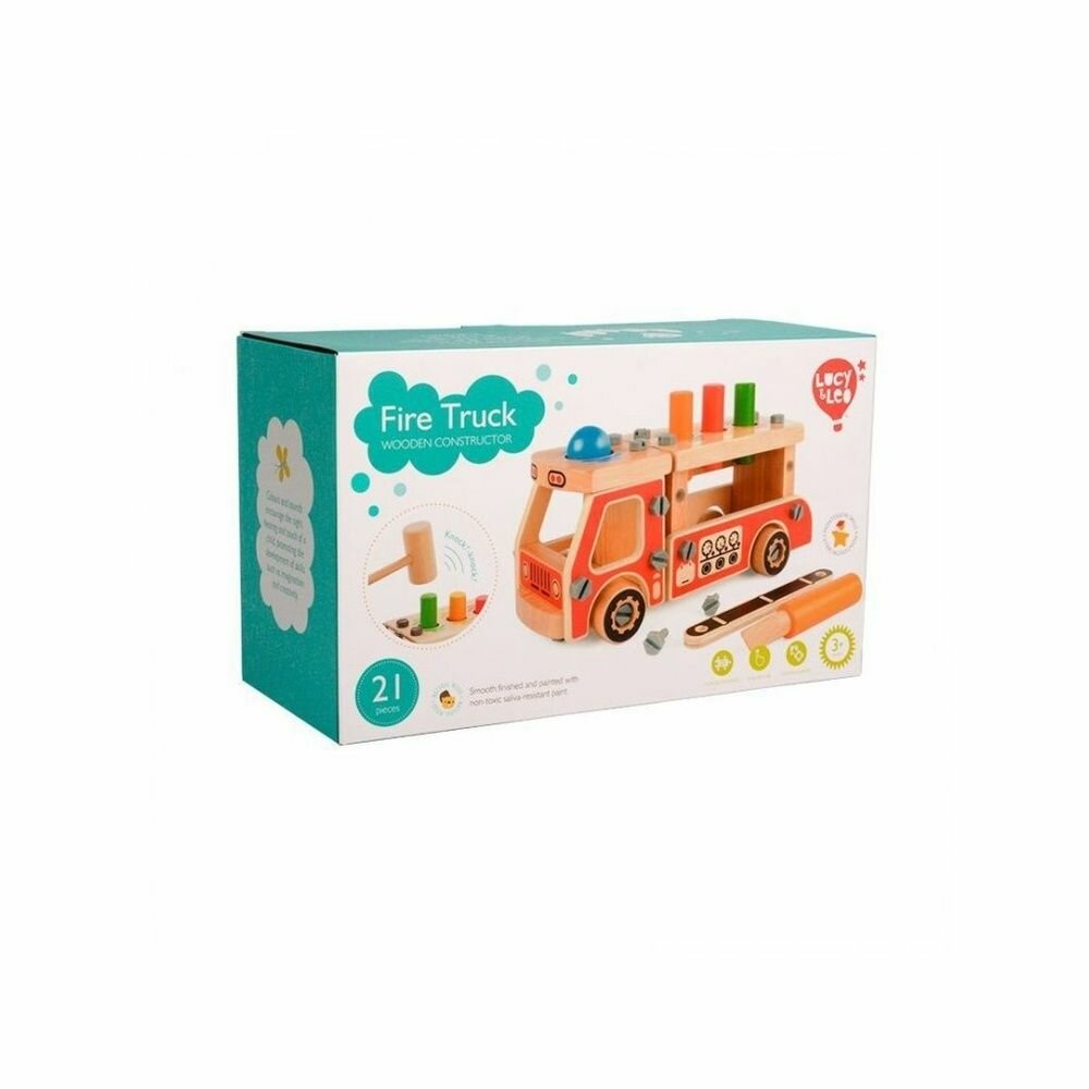Конструктор Lucy&Leo "Пожарная машина", дерево, в коробке