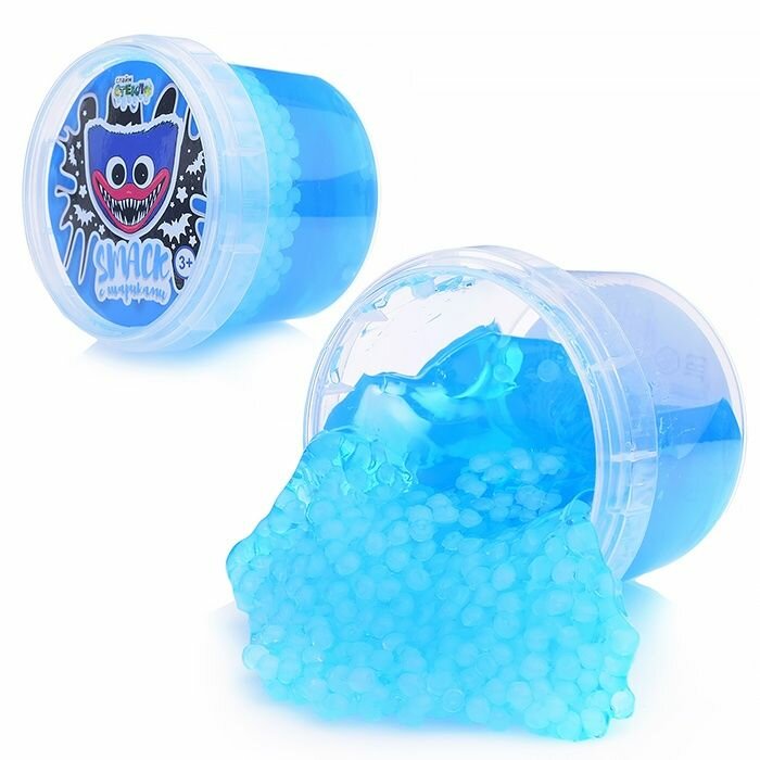 Слайм Лепа Стекло Smaсk 90 г, голубой с шариками