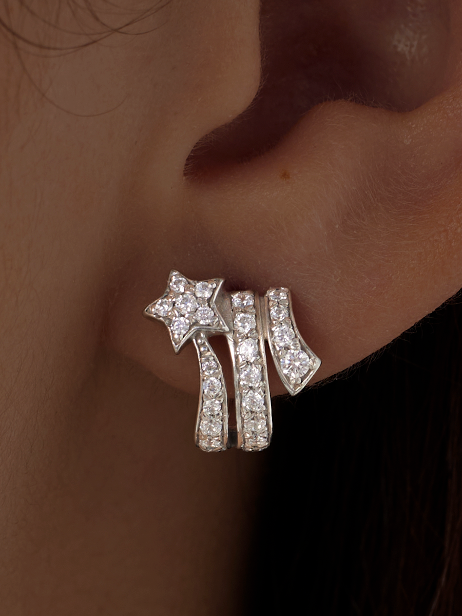 Серьги, серебро, 925 проба, родирование, фианит