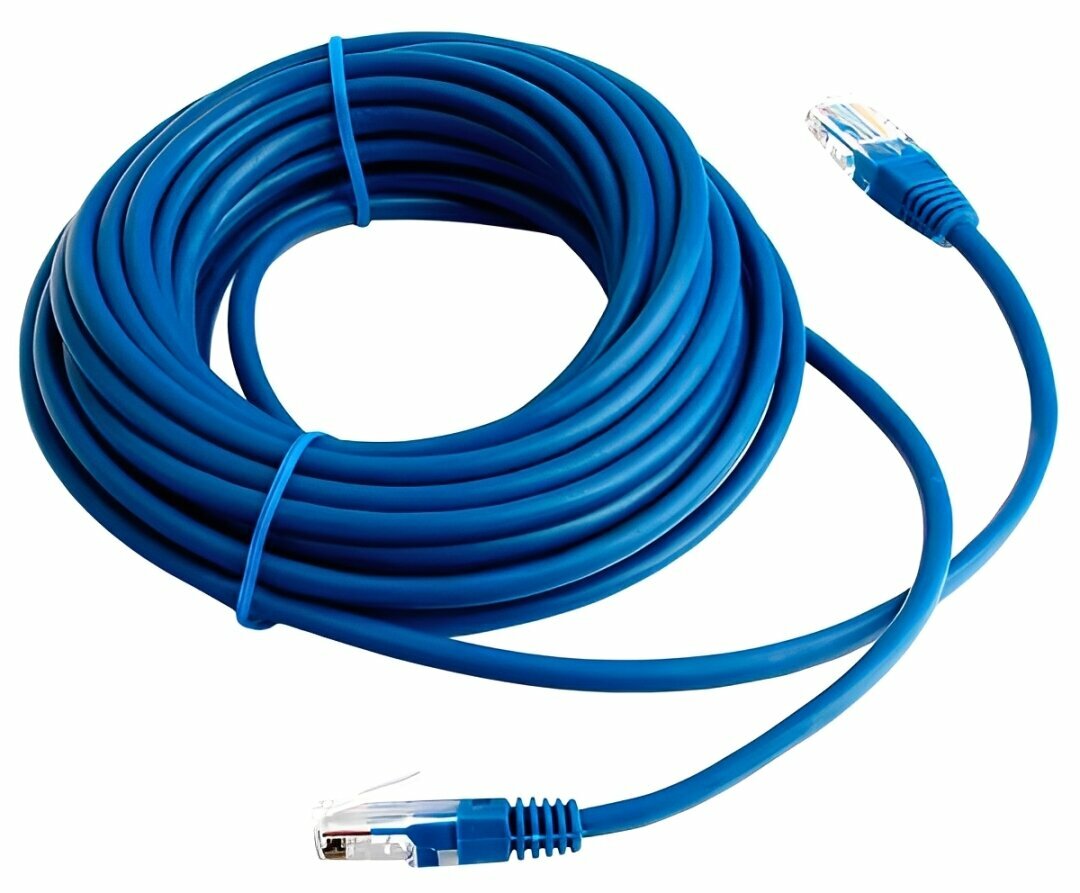 Кабель патч-корд U/UTP 5e кат. 10м синий, от 100Мбит/с до 1Гбит/с.