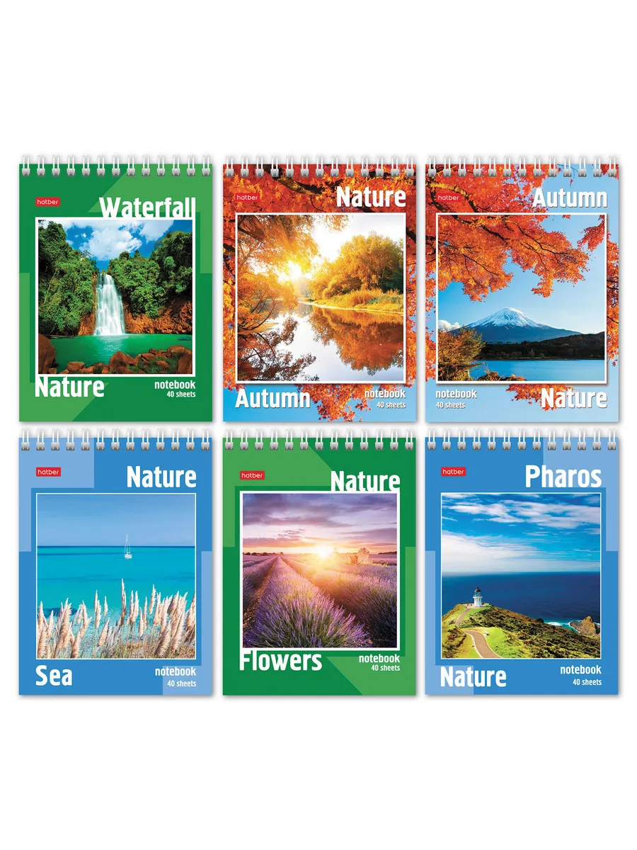 Блокнот 40 листов HATBER, Пейзажи, 110*145мм, на спирали, офсет