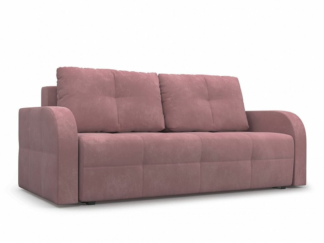 Meblevka Диван раскладной прямой Марсель 3 / Диван-кровать еврокнижка Марсель 3, 233х85х105, велюр розовый