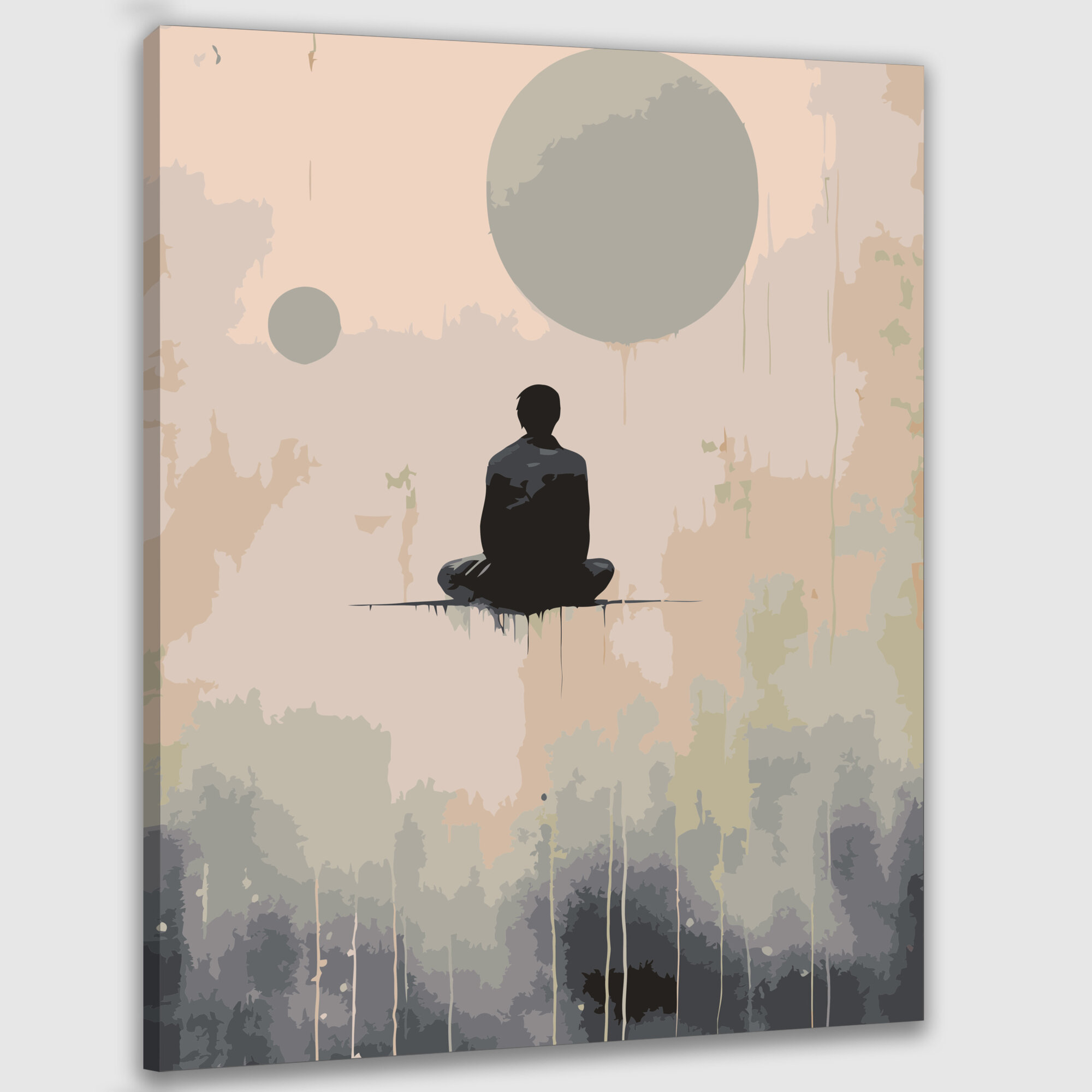 Картина по номерам 40x50 см, медитативная фигура, тишина, пустые речевые пузыри, спокойствие, внутренний покой
