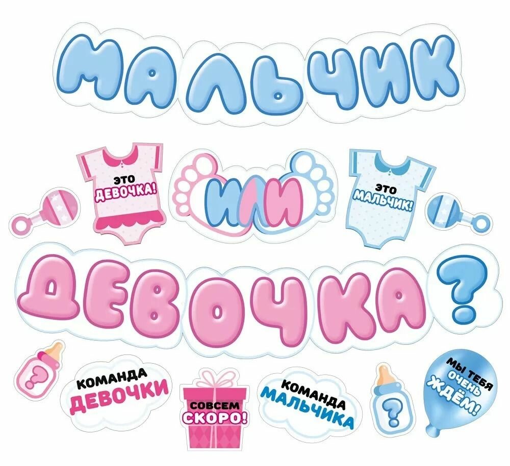 Растяжка "Мальчик или девочка?" 175см, + 10 украшений