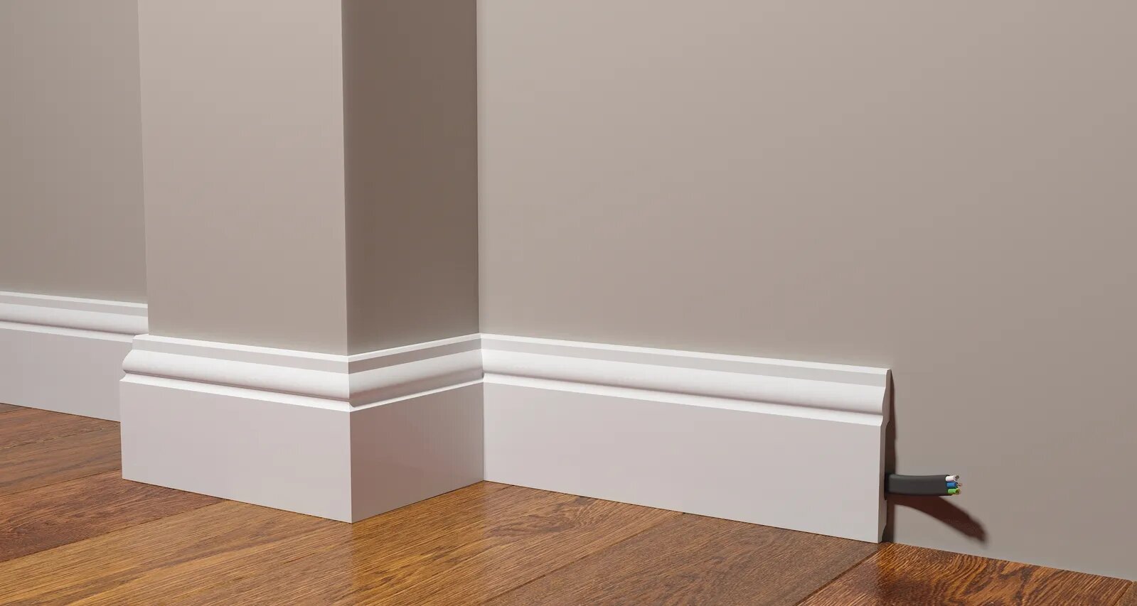 Плинтус напольный, под покраску, дюрополимер Decor-Dizayn (Декор-Дизайн) DD15, размер 99х14x2000мм