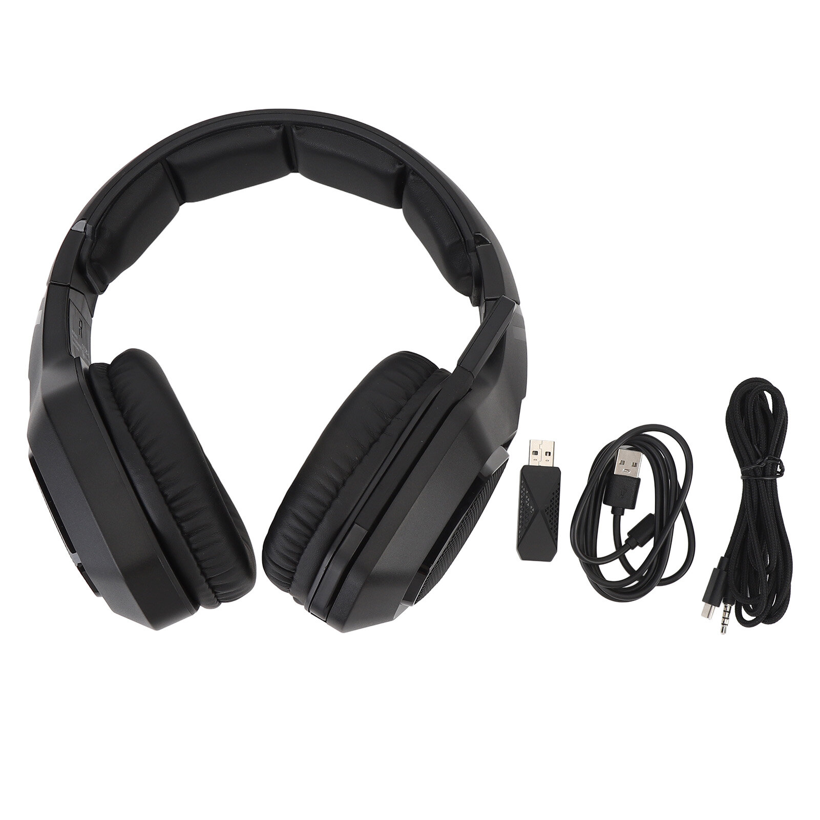 Беспроводная игровая гарнитура 2.4G с активным шумоподавлением, Bluetooth, проводное подключение 3,5 мм, наушники для ПК, PS5 и PS4, черная.