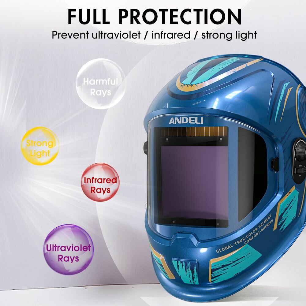 Маска сварочная хамелеон ANDELI ZEUS Большой экран 180 Вид Истинный цвет Автоматическое затемнение Сварочный шлем