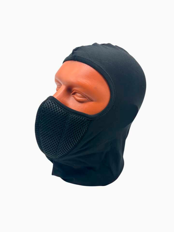 Подшлемник (балаклава) чёрный, хлопковый с серыми клыками