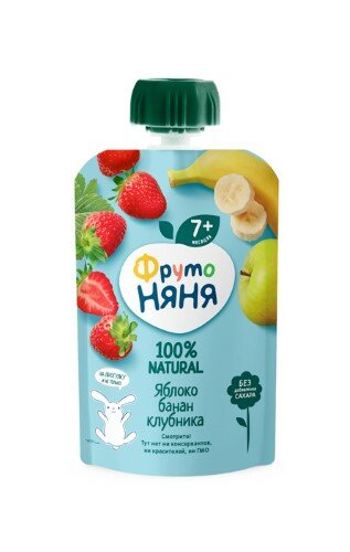 Фрутоняня десерт Яблоко/Банан/Клубника 90г