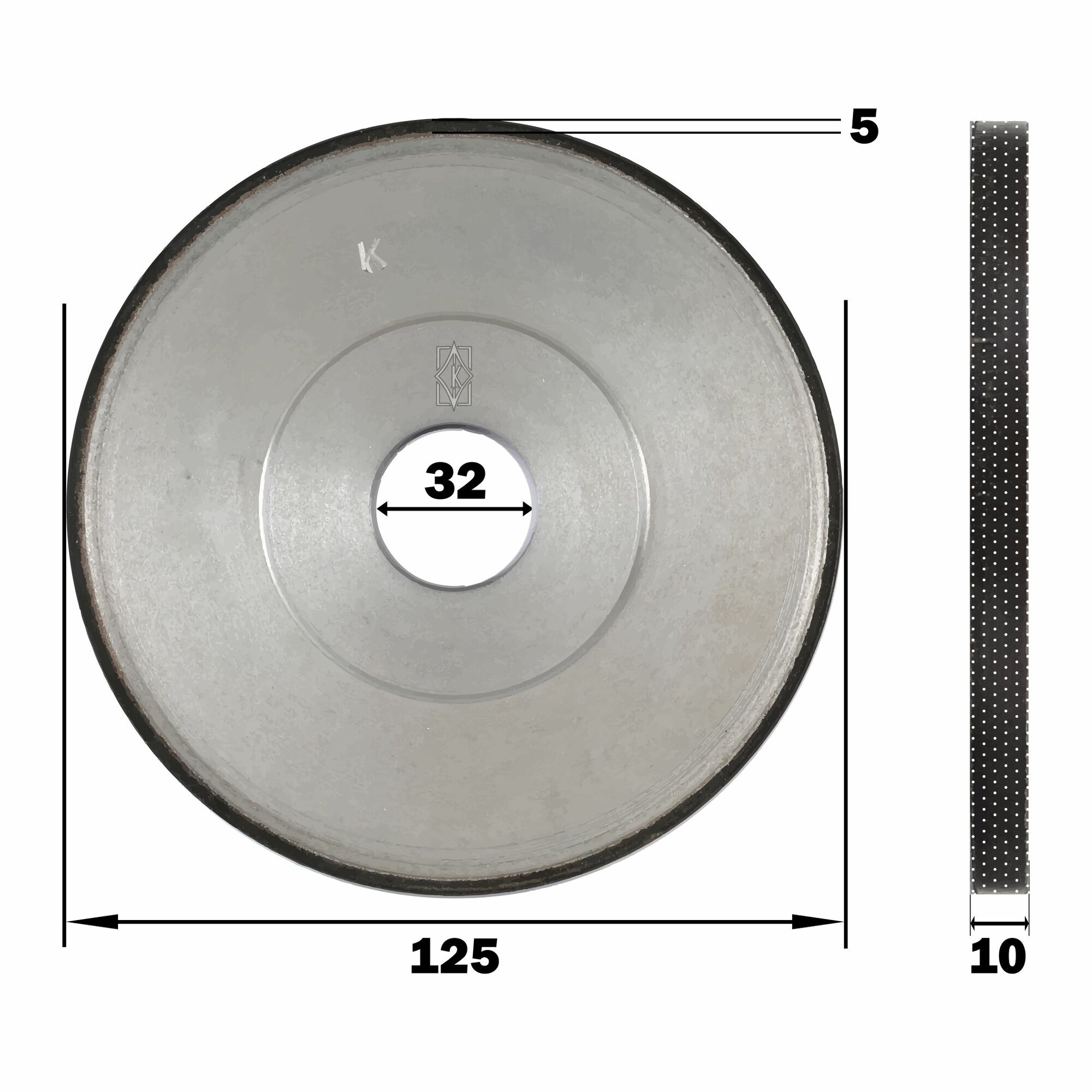 Круг алмазный шлифовальный КристАл Лтд 1А1 (125х10х5х32мм) 100/80 АС6 В2-01 100%