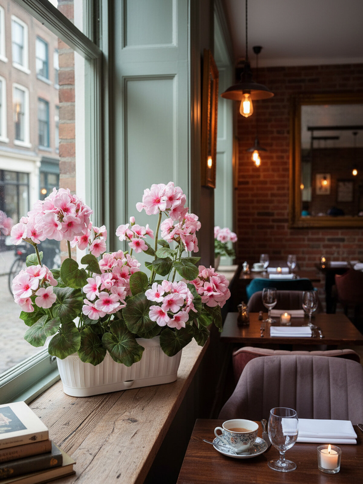 Искусственная Герань розовая в балконном ящике от ФитоПарк, цветы для балкона в горшках