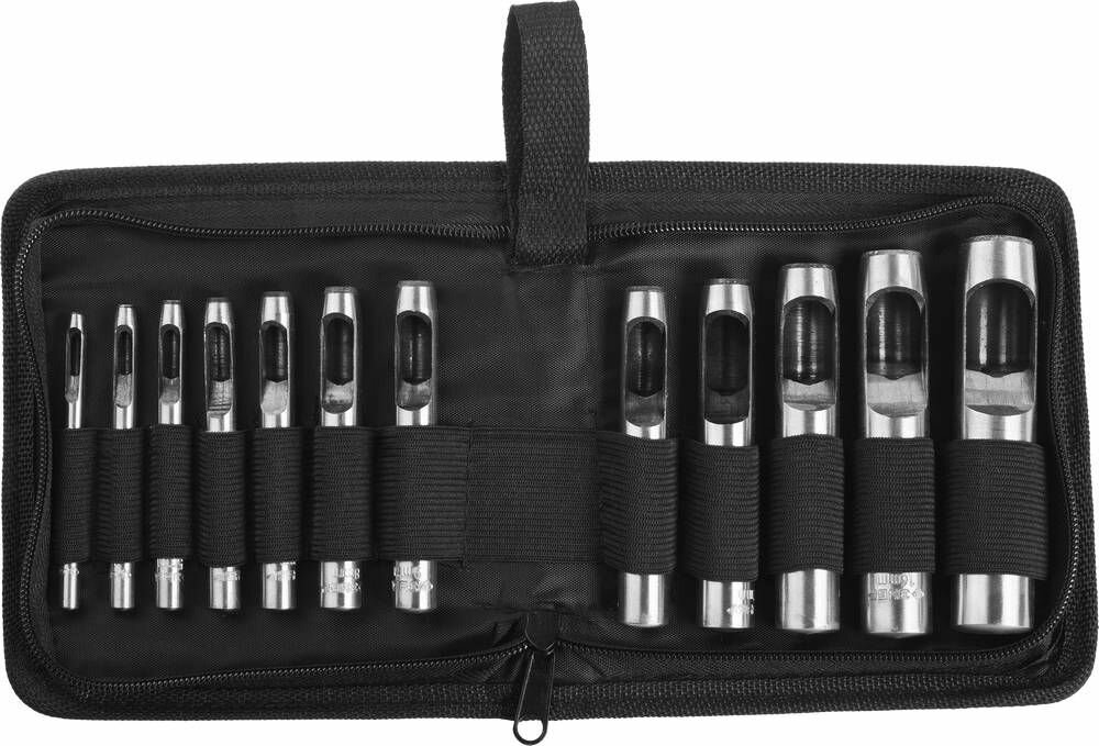 Набор пробойников ЗУБР для кожи, 3-19 мм, 12 штук 22949-H12