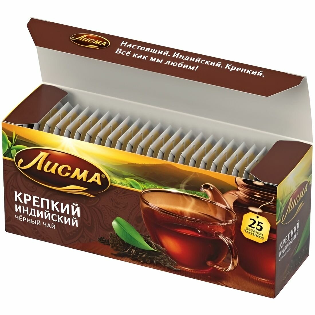 Чай Лисма "Черный Крепкий", индийский 3 упаковки*25 пакетиков — фото 1
