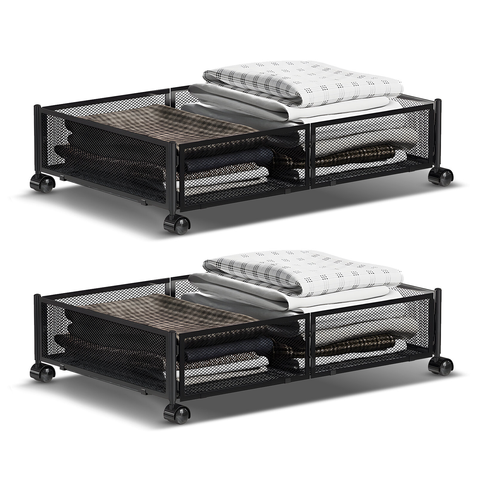 2 шт. контейнер для хранения под кроватью с колесами многофункциональный для дома общежития игрушки одежда книги обувь контейнеры для хранения видимый складной органайзер под кроватью ящики с ручкой