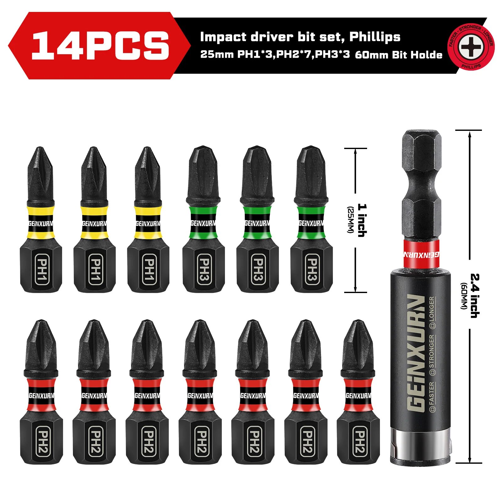 Набор ударных бит Phillips Geinxurn 14PCs PH1/2/3