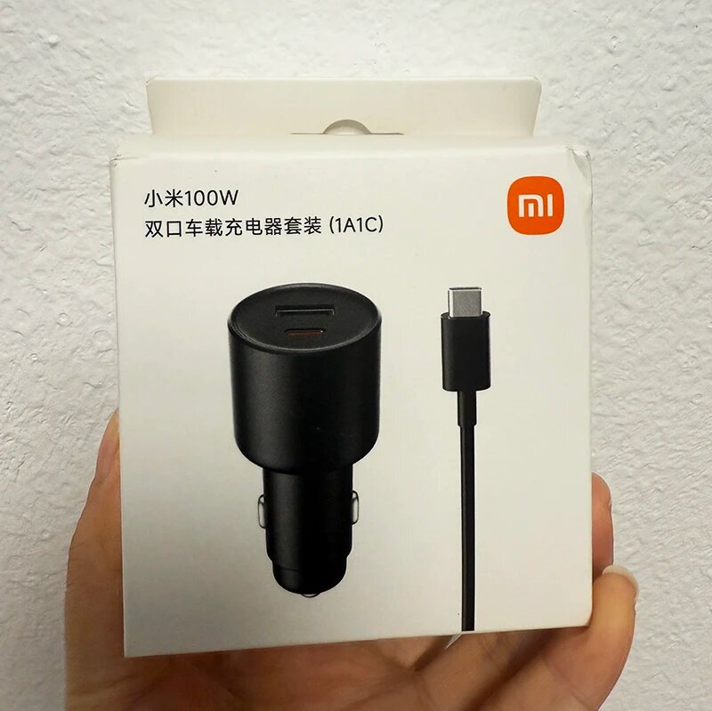 Оригинальные комплекты автомобильных зарядных устройств Xiaomi 100 Вт, двухпортовая быстрая зарядка USB-A, 10 Вт, USB-C, 90 Вт, светодиодная подсветка с двумя выходами и кабелем USB-C