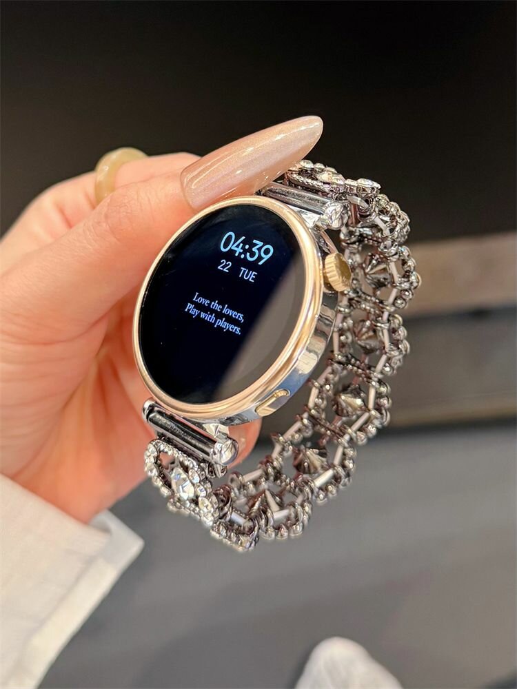 Роскошный Бриллиантовый Браслет Для Девочек С Ремешком Для Часов Из Нержавеющей Стали, Подходит Для Huawei Watch GT4 /GT5 41MM Универсальный 18MM