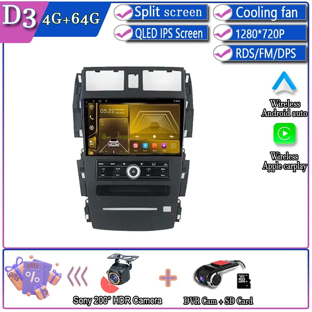 Автомагнитола Android 16 для Nissan Teana J31 230 JK SM5 2003-2008, мультимедийная система 4-64G DVR