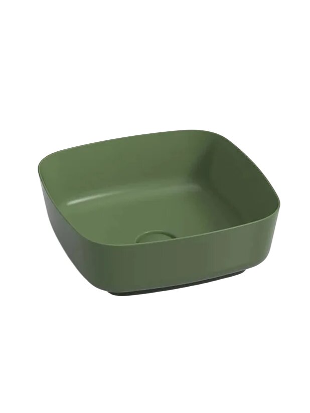 Накладная раковина ARROW AP41024B-OL 40 накладная, без отверстия под смеситель, фарфоровая, с донным клапаном, квадратная, раковина для ванной, зеленая, матовая