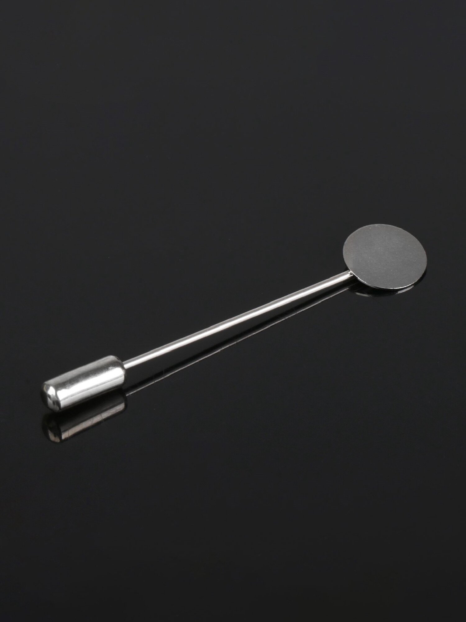 Основа «Брошь-игла» L=5 см, площадка 8 мм, (набор 5 шт.), цвет серебро