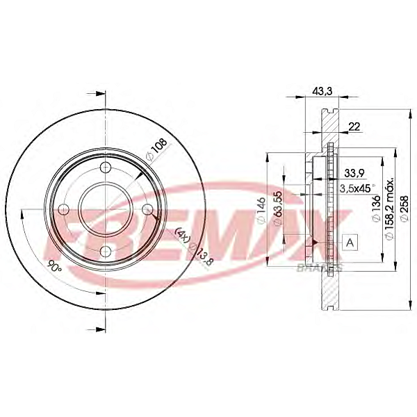 FREMAX BD-5344 (1148202 / 1320585 / 3555344) диск тормозной передний\ Ford (Форд) Focus (Фокус) / Fiesta