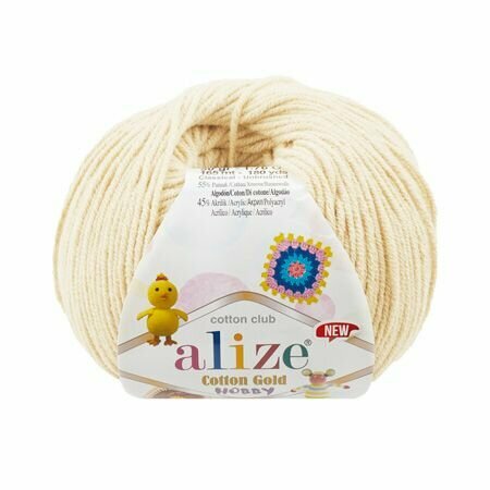 Пряжа Alize Cotton Gold Hobby New 01 (10 мотков по 50г/165м) сливочный