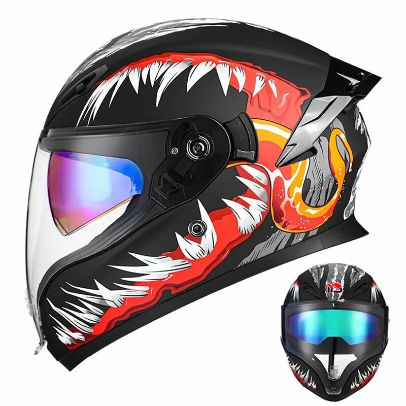 Мотошлем, цвет: черный, желтый, размер: M