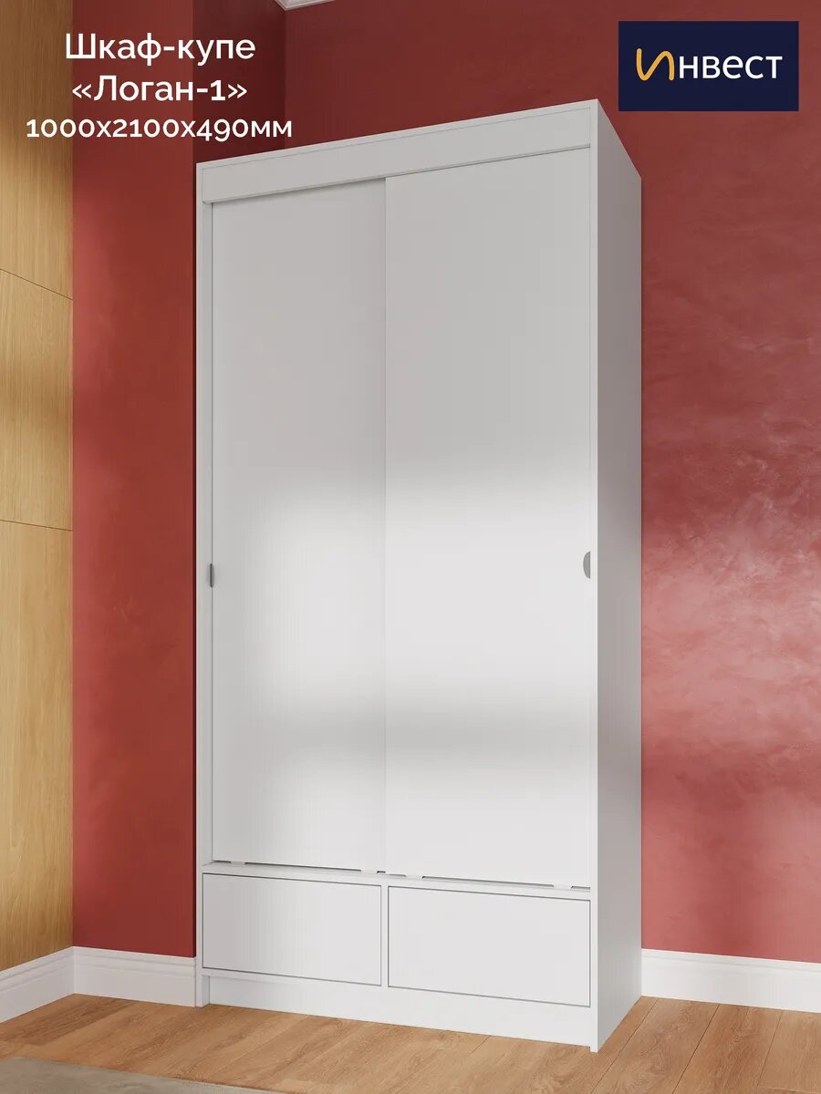 Шкаф-купе "Логан-1" инвест, ЛДСП, 100х210х55 см, современный стиль