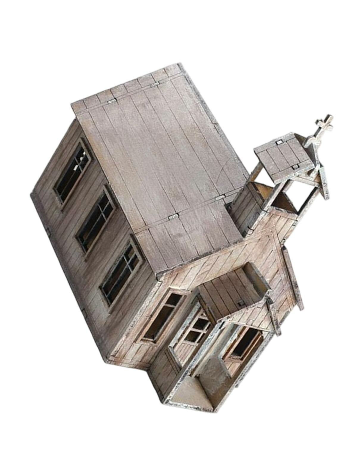 Деревянная сборочная модель ручной работы 1:72 восточноевропейской сцены строительства церковного дома