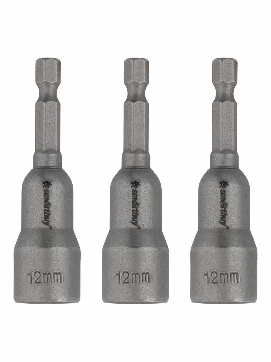 Набор головок для шестигр. саморезов 3 шт, 12 мм, шестигр. хвостовик 1/4" hex, 40Х, Smartbuy tools
