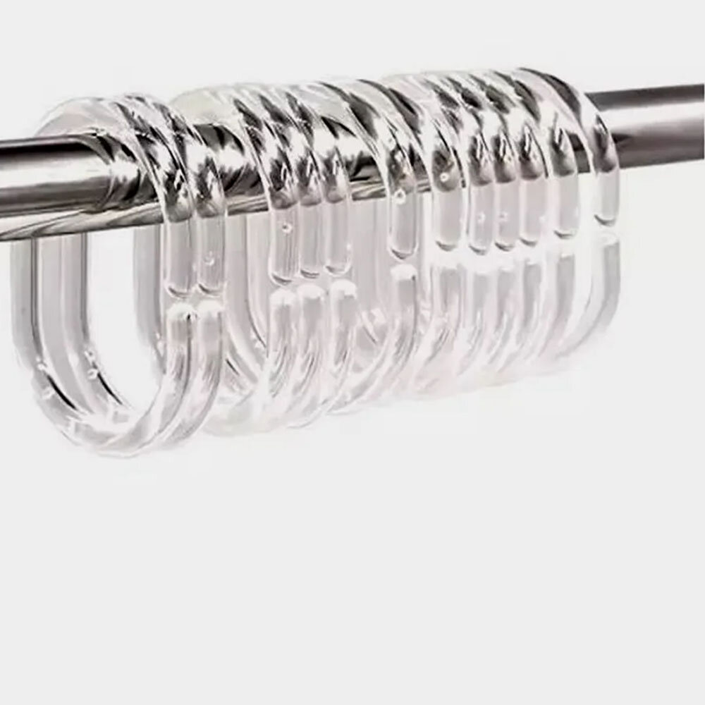 Набор крючков для душевой занавески, 12 штук, прозрачный пластик, крючки для душевой занавески, материал прочный пластик, установка подвесная, Россия