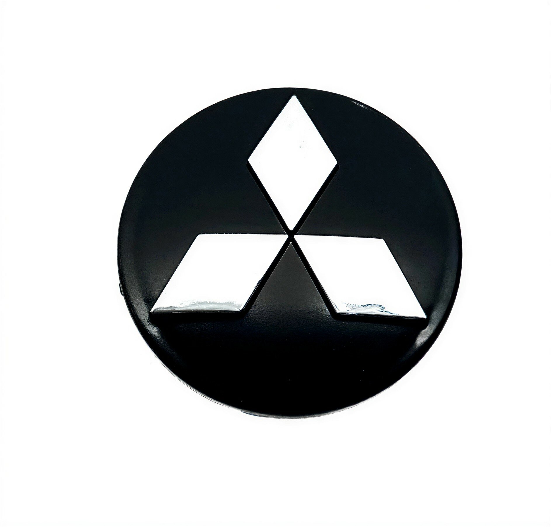 Центральный колпачок на диск (ступицу) Mitsubishi, 60мм, черный серебро, 1шт