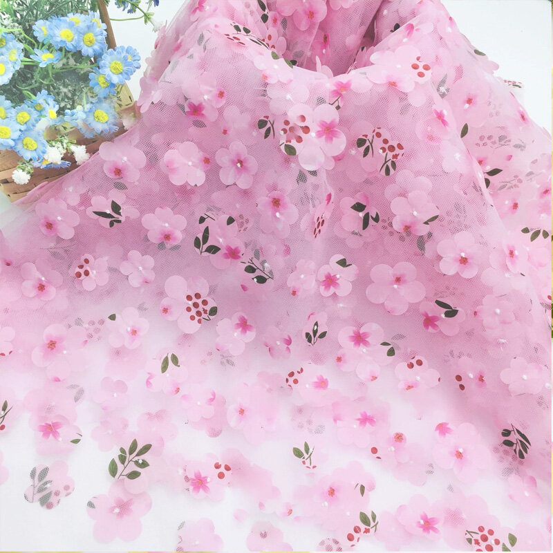 3D вышитая цветочная сетчатая ткань,100x130 см