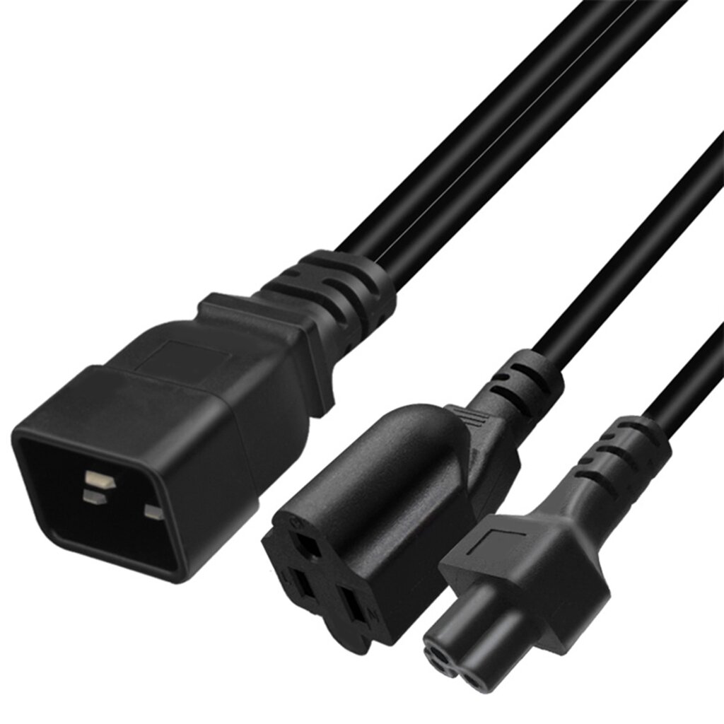 Длина 32 см От IEC320 C20 до C5 + Nema 5-15R Кабель Питания Y-Образный Разветвитель Шнура ПВХ Компьютерный Адаптер Проводная Линия