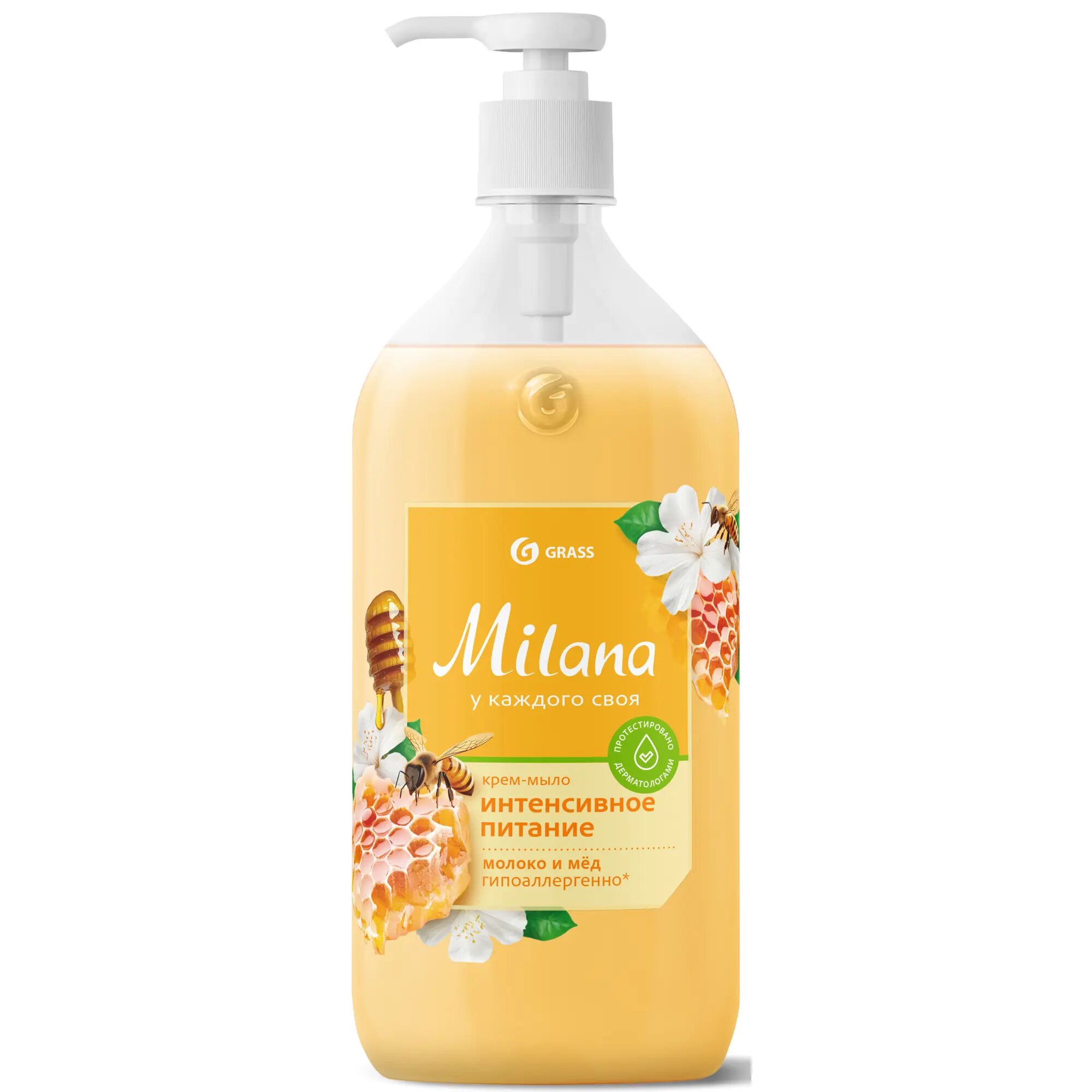Жидкое крем-мыло Grass Milana «Молоко и мед» 1 л