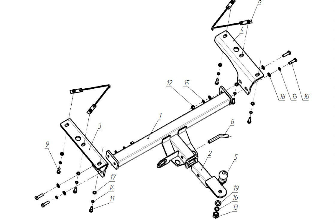 Фаркоп под квадрат для Acura RDX, 2007-, Бизон. FA 0856-E