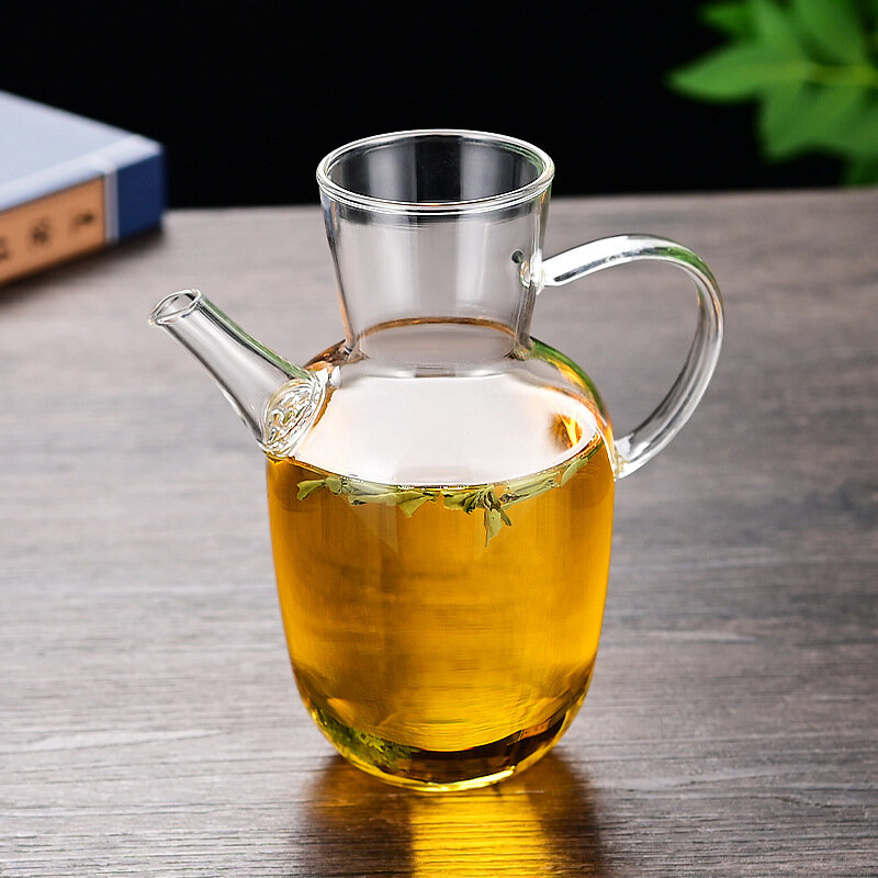 Новый китайский стиль стеклянного чайника с бамбуковой чашкой, классический чайный набор, холодный заварной чайник, имитация чайника в стиле династии Сун, цветочный чайник с лого