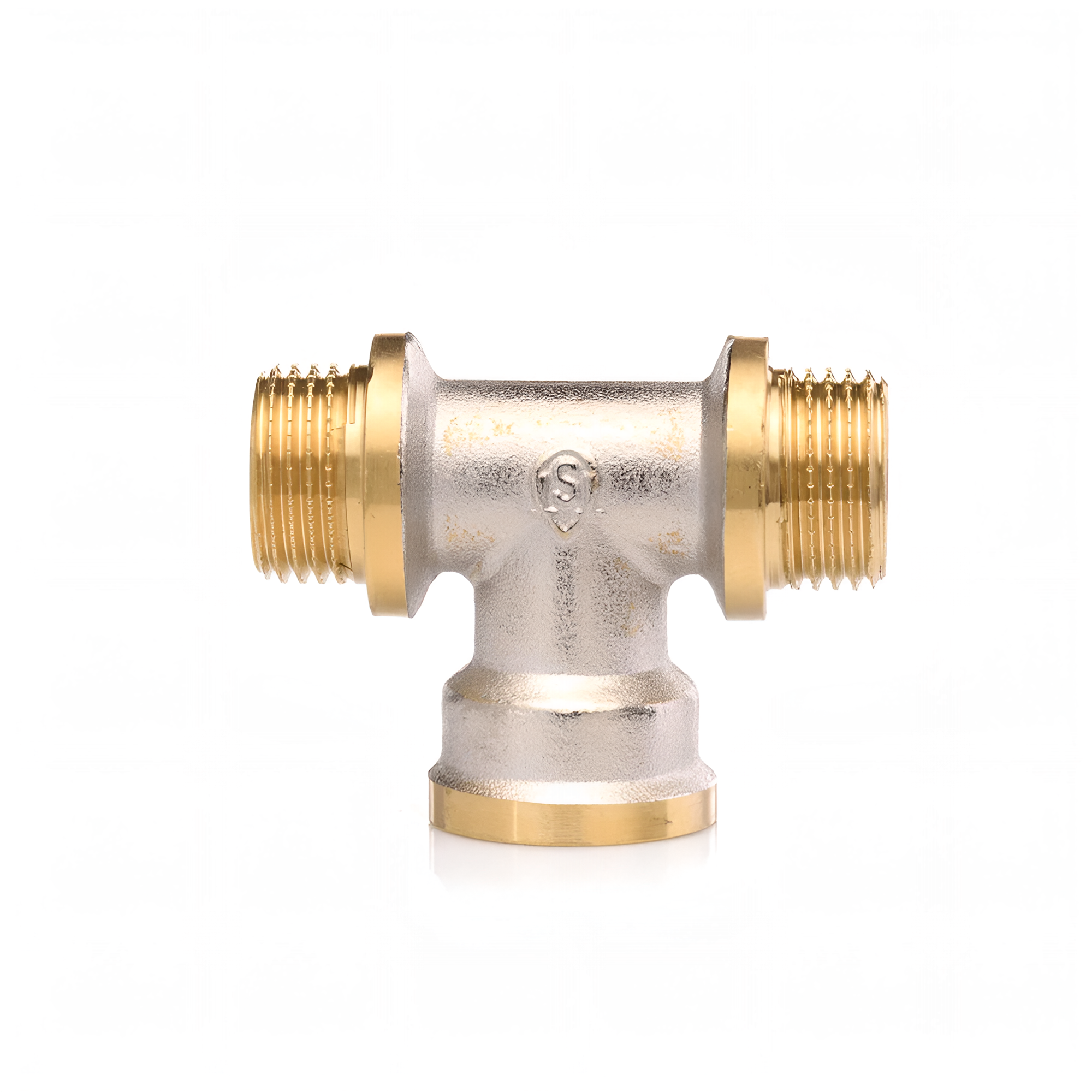 Фитинг для труб резьбовой Тройник 1/2" нар-вн-нар TST, латунь