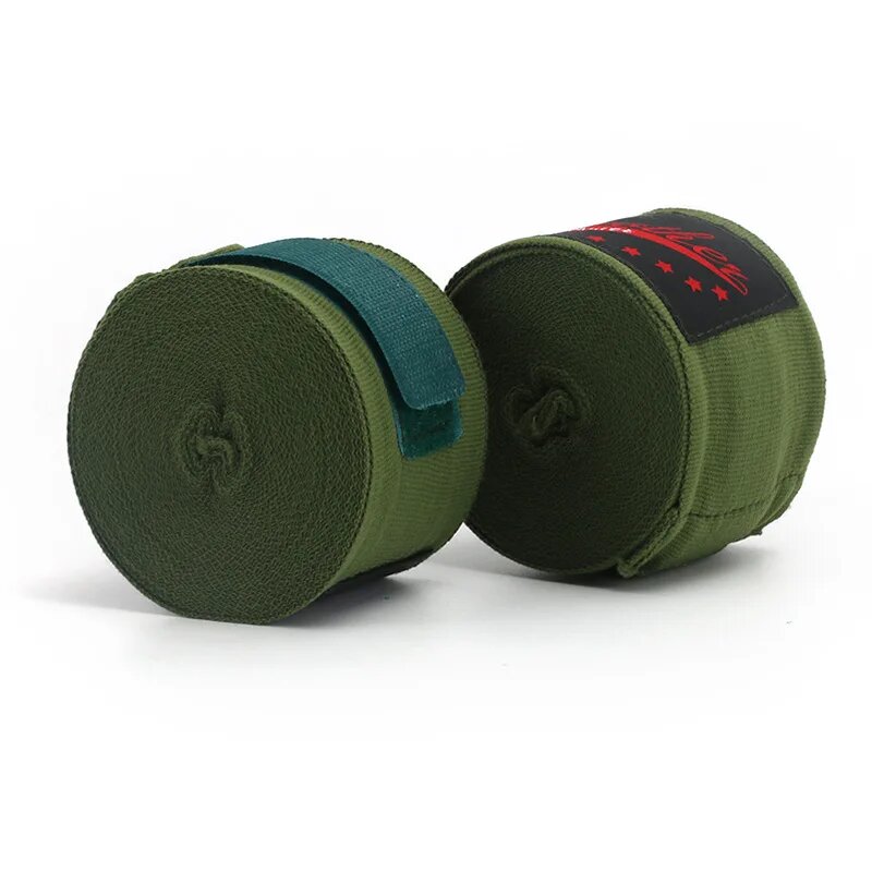 Хлопковые боксерские бинты SanDa 2 шт, 3/4.5/5 м Темно-зеленый, 4.5m, Army Green