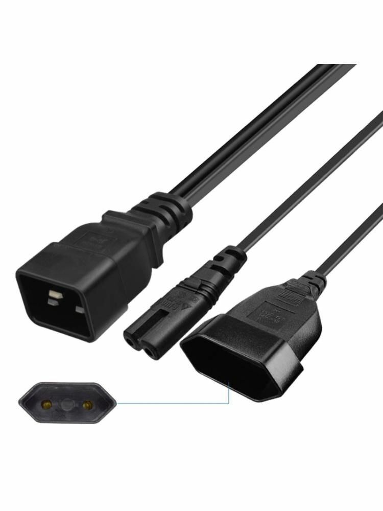 Кабель питания C20 к C7 + EU 4.0MM - 0.32м