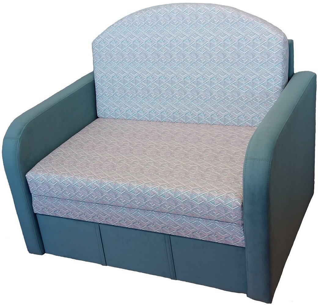 Диван Соня 100, раскладной вперед, велюр абстракция/бирюзовый