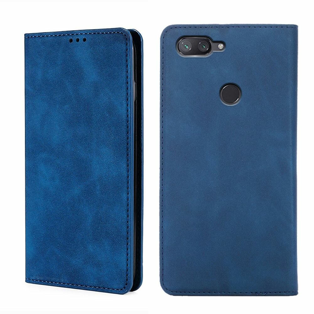 Чехол-книжка MyPads для Xiaomi Mi 8 Lite (Youth Edition) / Сяоми Ми 8 Лайт мягкое прикосновение (синий)