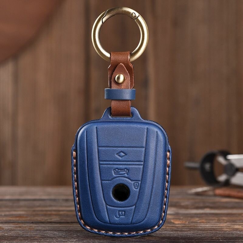 Элегантный кожаный чехол MyPads M-268599 синий с брелком для автомобильного ключа BMW I3 I8 320li 520Li 730 740 бмв