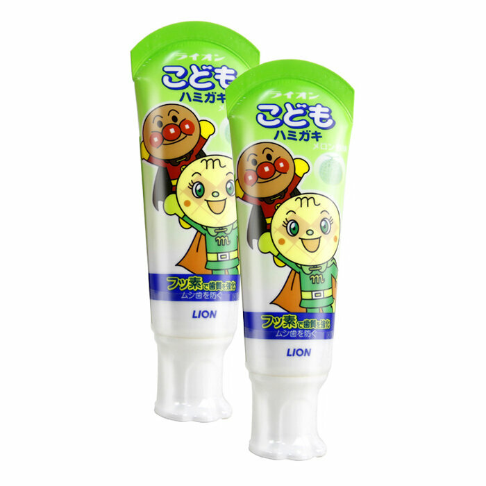 Детская зубная паста с фтором со вкусом дыни (вертикальная) LION "Children" Anpanman, в комплекте 2 штуки